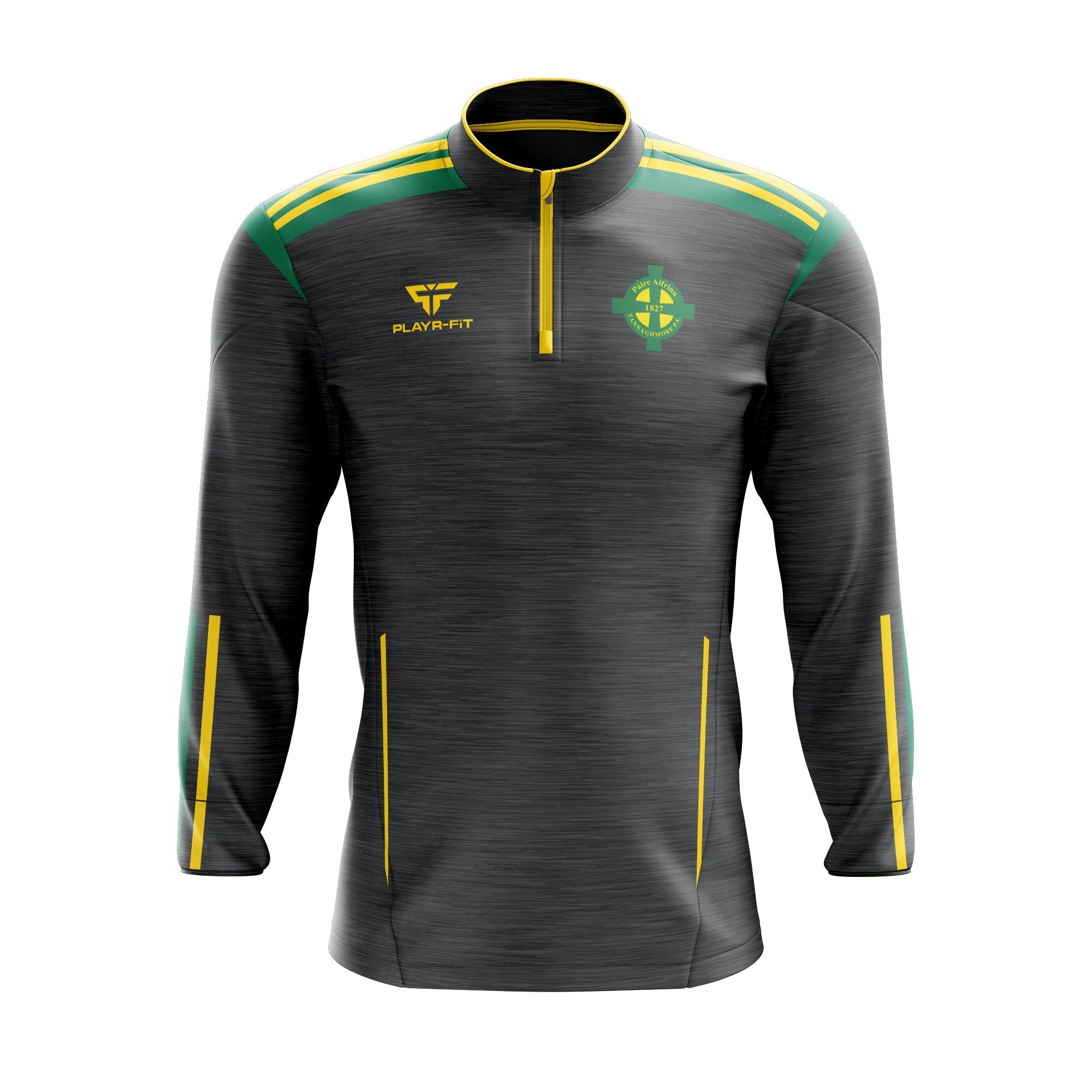 Tannaghmore PS Students Midlayer (1/4 Zip) Adroit (Grey/Green/YellowGo – PLAYR-FIT Teamwear