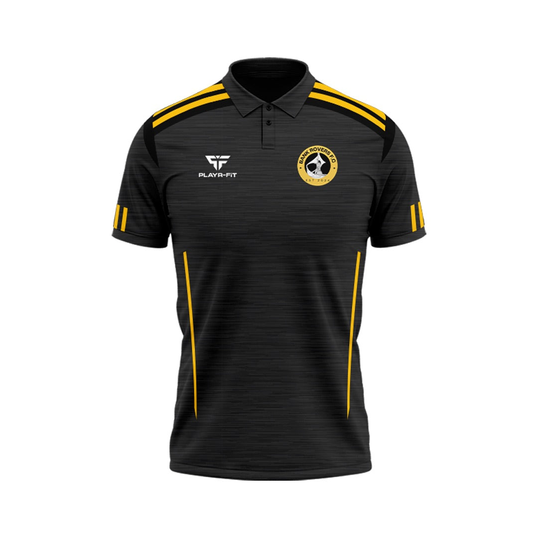 Bank Rovers FC Polo Adroit (Black/YellowGold) - Adults – PLAYR-FIT Teamwear