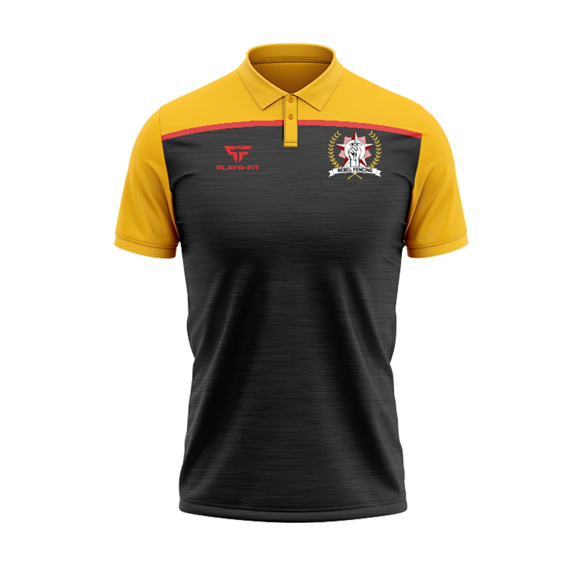 Rebel Fencing FC Polo Spirit (Black/Yellow/Red) - Kids – PLAYR-FIT Teamwear