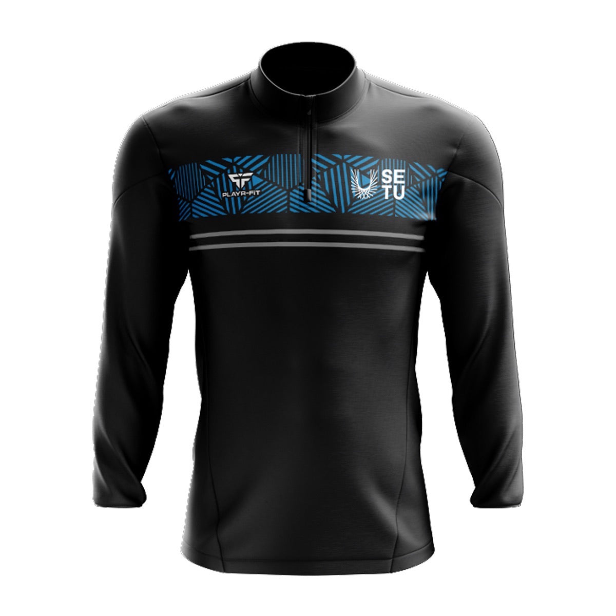 SETU Students Midlayer (1/4 Zip) Optimum (Black/Sky) - Adults – PLAYR ...